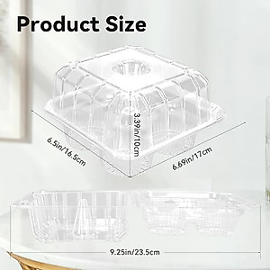 GothaBach 20 Pack 4-Compartment Clear Plastic Cupcake Boxes, 4-Cavity Cupcake Holders, Clear Cupcake Containers