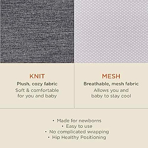 Ergobaby Embrace Cozy Newborn Essentials Baby Carrier Wrap (7-25 Pounds), Soft Air Mesh, Soft Grey