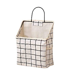 Household Wall-Hanging Storage Bags with Hook Pockets Cotton Linen Storage Basket Family Organizer Box Containers