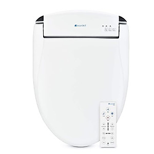 Bidet Toilet Seat Fits Elongated Toilets Oscillating Stainless-Steel Nozzle Warm Air Dryer Ambient Nightlight White Plastic