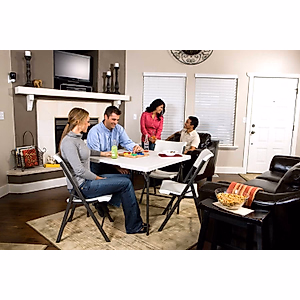 Lifetime 280228 37-Inch Square Fold-in-Half Table White Granite Top with Gray Frame