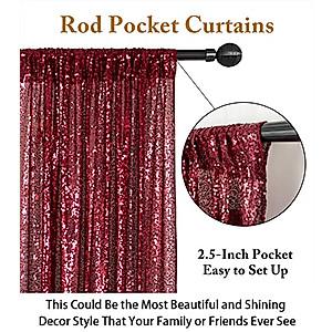 Sequin Curtains 2 Panels Burgundy 2FTx8FT Sequin Photo Backdrop Burgundy Sequin Backdrop Curtain Pack of 2-190222E