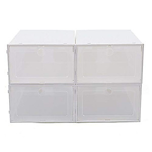 TFCFL 20/24 Pack Shoe Storage Box Shoe Box, Upthehill Clear Plastic Stackable Shoe Organizer Space Saving Foldable Shoe Container, 33 x 23 x 14cm (24 Pack)