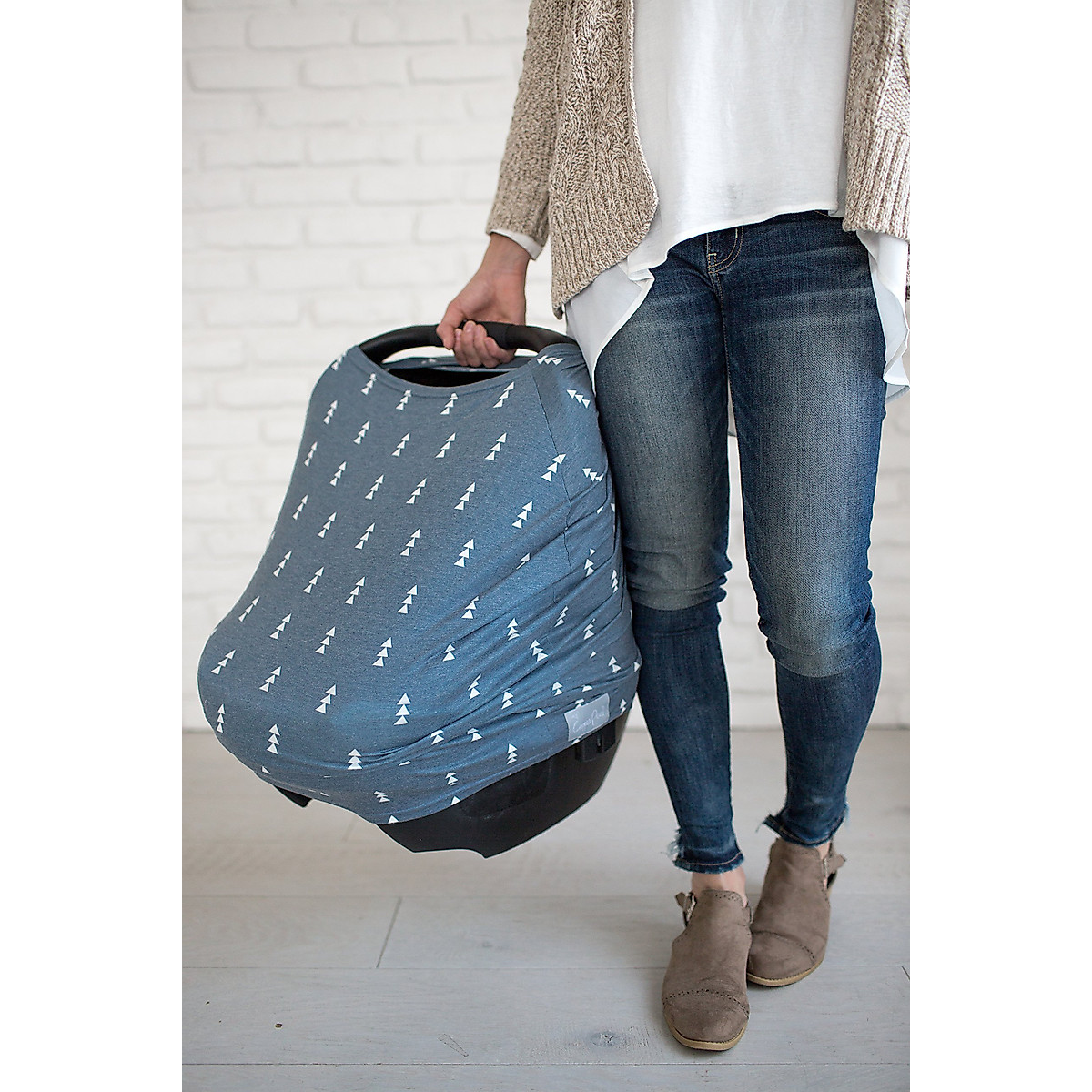 Baby Car Seat Cover Canopy and Nursing Cover Multi-Use Stretchy 5 in 1 Gift "North" by Copper Pearl