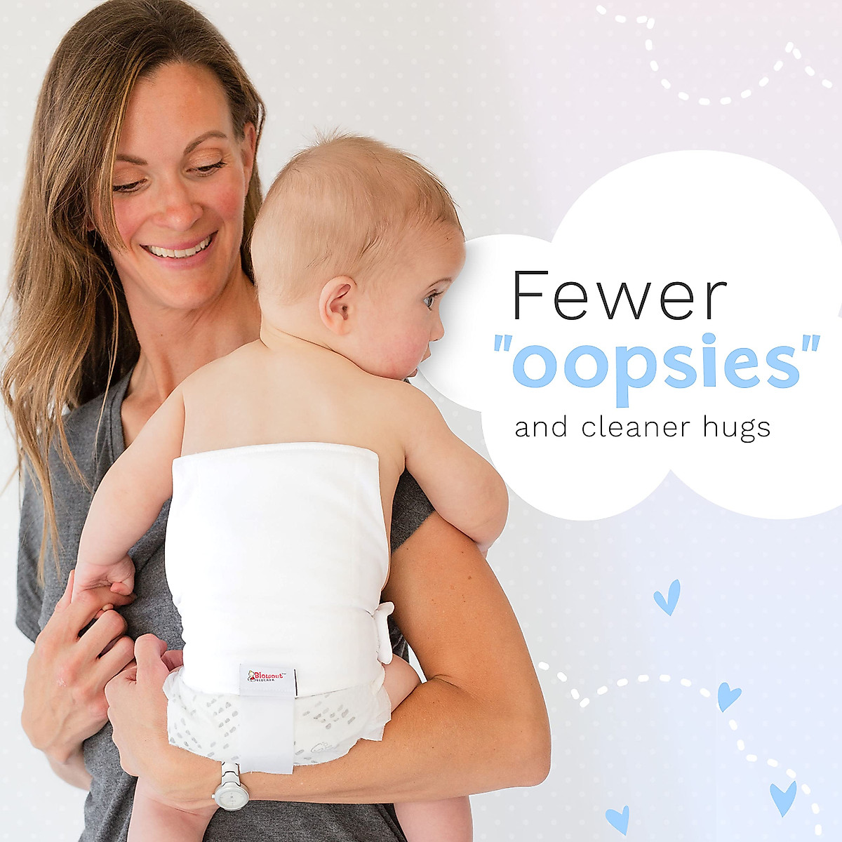 BABY BLOWOUT BLOCKER Diaper Extender - Blue, Size 1: 13-18 Inches Waist| Washable & Reusable Diaper Extension for Disposable Diapers and Cloth Diapers | Leakproof Diaper Cover to Catch Diaper Blowout