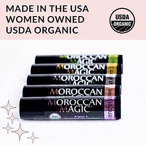 Organic Moroccan Magic Lip Balm 3 Pack | Original Unscented Lip Balm Set | Chapsticks for Dry Lips | Made with Natural Argan, Essential Oils Lip Moisturizer and Vitamin E | Smooth Application