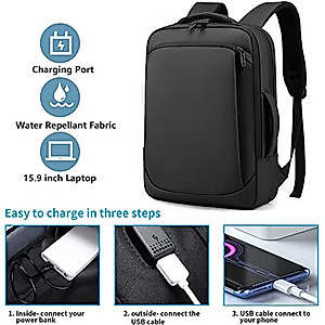 Travel Laptop Backpack,Business Anti Theft Water Resistant Laptop Backpack with USB Charging Port,Durable Fashion College School Computer Bag for Men,Casual Daypack Fits 15.6'' Notebook & Tablet