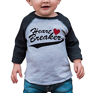 Custom Party Shop Kids Heart Breaker Happy Valentine's Day 18 Months Grey Raglan