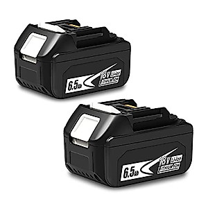 Atcuji 2 Pack 6.5Ah BL1860B 18V Battery Replace for Makita 18 Volts Battery 6.0Ah BL1860B 5.0Ah BL1850 4.0Ah BL1840, Compatible with Makita 18V Battery 6Ah 5Ah 4Ah