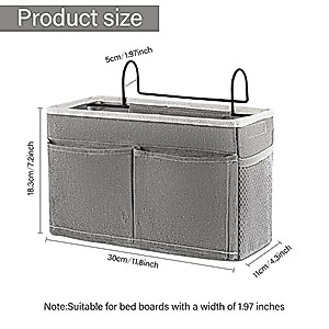 JSJSYO Bedside Storage Organizer Hanging Storage Basket Multi-function Organizer Caddy for Headboards Bed Rails Bunk Beds Hospital Bed Rooms Home College Dorm (lightgrey)