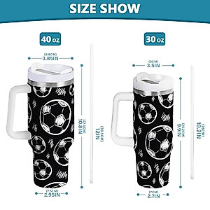 ARGTILDN 30 oz Tumbler Football Doodle Insulated Travel Mug with Handle and Straw Lid Stainless Steel Vacuum Coffee Cup Tea Beverage Container Water Bottles for Car Sports office