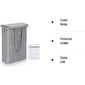 CHUBARIY Ultra-Thin Laundry Hamper with Lid, Tall Thin Waterproof Lined Narrow Dirty Clothes Hamper with Handle, Suitable for Bathroom, Bedroom, Dormitory to Organize and Store Clothes, Grey