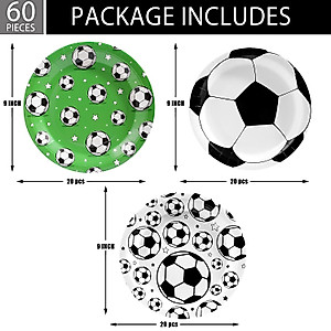 UROINEPA Soccer Party Decoration Supplies 60 Pcs Soccer Plates Soccer Birthday Dessert Dinner Plates Disposable Soccer Themed Party Favors Decorations for Boy Baby Shower