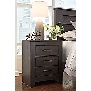 Signature Design by Ashley Brinxton Urban Contemporary 2 Drawer Nightstand, Charcoal