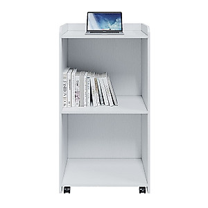 Panana Podium Stand - Hostess Stand with Wheels, Portable Podium Stand Reception Desk with Adjustable Shelf, Pulpits for Churches, Mobile Lectern Podium for Conference, Auditorium, Classroom, White