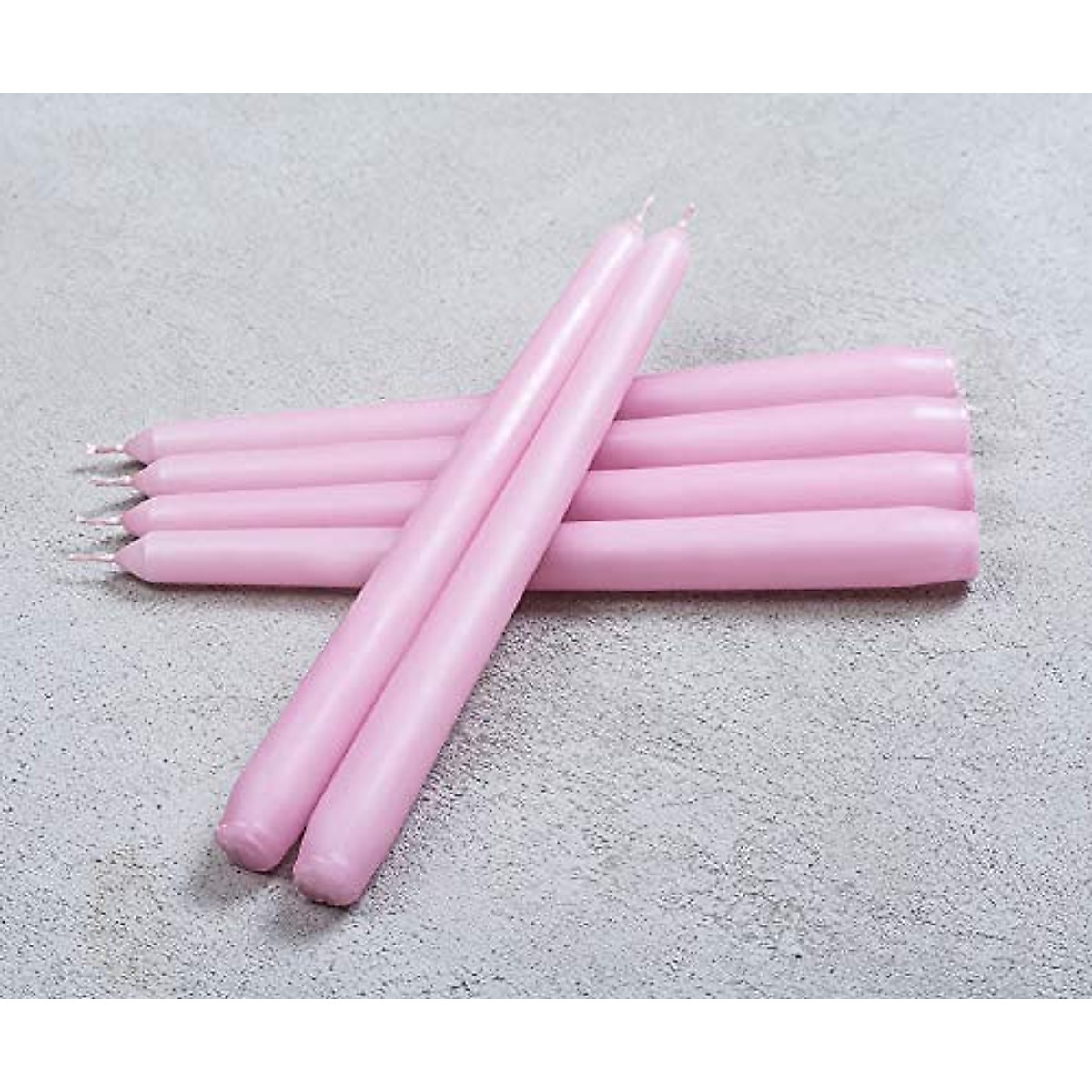 Set of 10 Dinner Taper Candles 10 Inch Unscented Tall Dripless Candlesticks Bulk for Wedding Restaurant Home Decoration Spa Church Smokeless Vegan - Pink