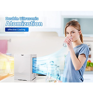 Portable Air Conditioners Fan, Evaporative Air Cooler with 3 Speeds 3 Timers, Personal Mini Air Cooler Touch Screen Desktop Cooling Fan with Large Water Tank for Home Room Office Camping Car