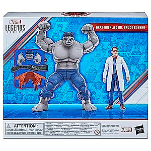 Marvel Legends Series Gray Hulk and Dr. Bruce Banner, Avengers 60th Anniversary Collectible 6 Inch Action Figures, 6 Accessories