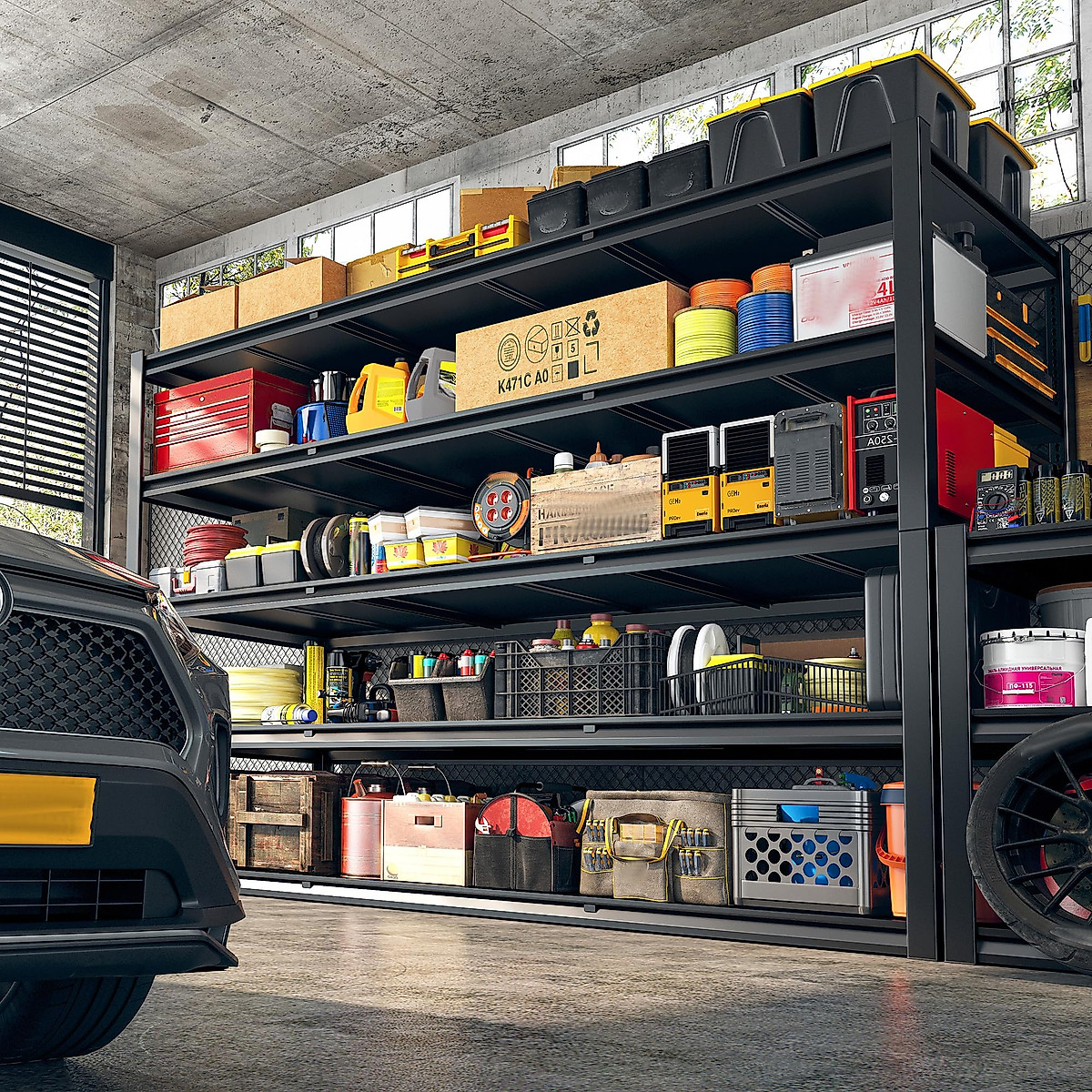 REIBII 60" W Garage Shelving 3000LBS Heavy Duty Storage Shelves, Adjustable 5 Tier Metal Shelves for Storage Rack Industrial Shelf, Garage Storage Shelving Unit, 60" W x 24" D x 72" H