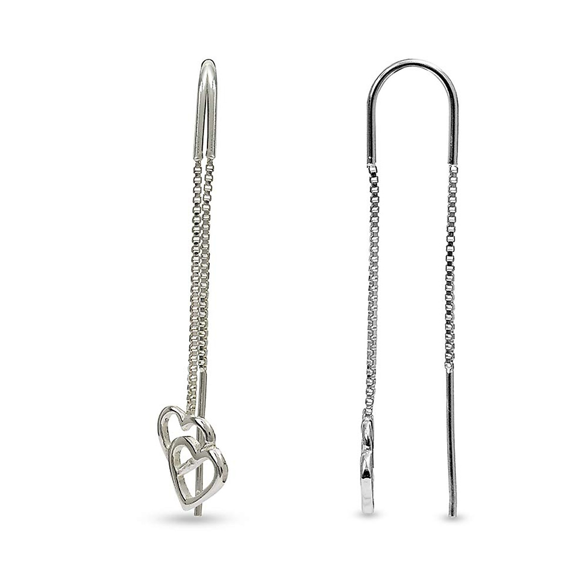 LeCalla 925 Sterling Silver Heart Earrings Jewelry Light-Weight Heart Drop Threader Earring for Women