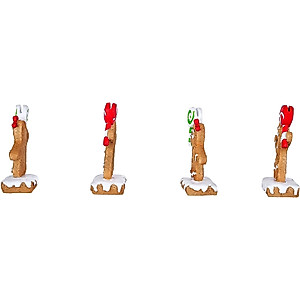 National Tree Company First Traditions Four Piece Gingerbread Cookie Card Holders, Brown, 3 in