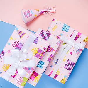 WRAPAHOLIC Jumbo Girl Birthday Wrapping Paper Roll - Pink Girl Wrapping Paper for Birthday, Holiday, Party, Baby Shower - 30 Inch x 33 Feet