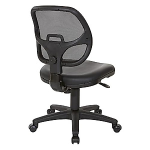Office Star EM Series Mesh Screen Back Office Task Chair with Built-in Lumbar Support and Adjustable Back, Black Vinyl