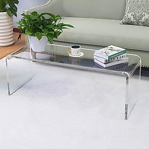 NEJHC Acrylic Coffee Table, 44" x 16" x 16" x 4/5'' Thick Clear Modern All Acrylic Waterfall Living Room Tables