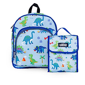 Wildkin 12 Inch Backpack Bundle with Insulated Lunch Bag (Dinosaur Land)