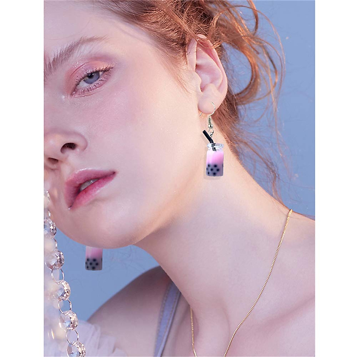 6 Pairs Cute Pearl Milk Tea Dangle Earrings Tea Drop Earrings Women Funny Creative Unique Earring set (6 Pairs Cute Pearl Milk Tea)