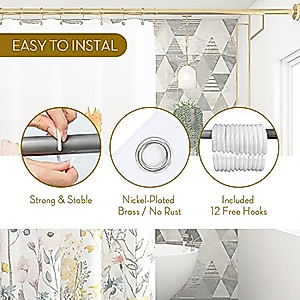 YEZEX Shower Curtain Set with 12 Hooks - Waterproof Polyester Fabric Shower Curtains for Modern Home Bathroom Decorations, Machine Washable, 72"x78"