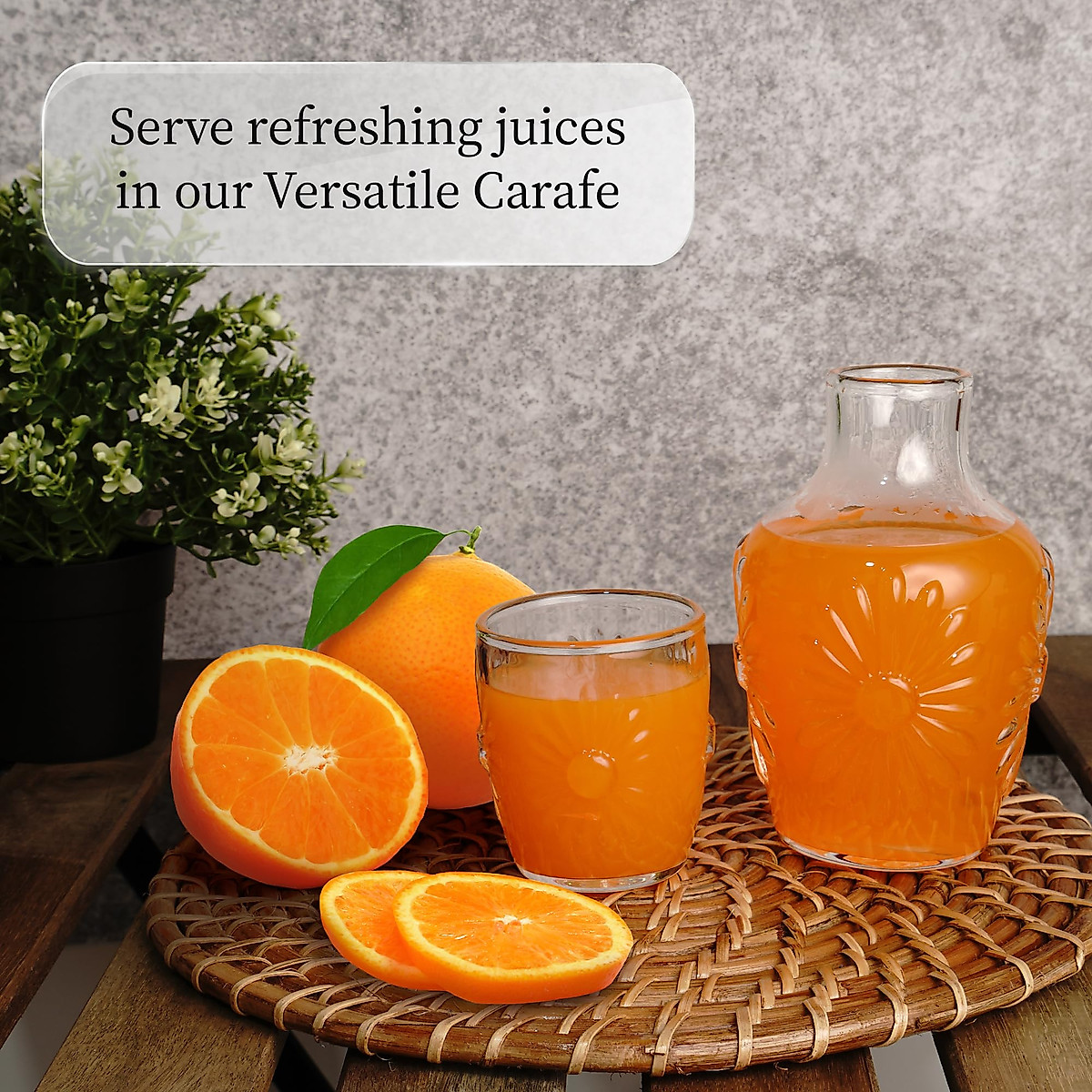 Bedside Water Carafe and Glass Set | Water Carafe with Glass Cup for Nightstand | Bedside Carafe and Glass Set | Carafe with Cup | Mouth Wash Container for Bathroom