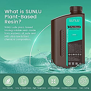 SUNLU 3D Printer Resin, Safe Plant-Based Biodegradable Resin: for LCD/DLP/SLA 3D Printing, 405nm UV Curing Polyamide Resin, Eco-Friendly, Low Shrinkage, Fast Curing Easy to Use, 1KG Grey
