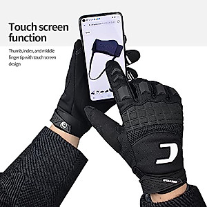 CHCYCLE Dirt Bike Gloves Mountain Bike Motocross Motorcycle Gloves for Men Motorbike ATV Racing Touch Screen Full Finger Gloves for Cycling BMX MTB MX Climbing (Large, Black)