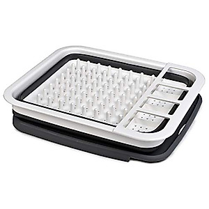 Collapsible Dish Drying Rack - Popup and Collapse for Easy Storage, Drain Water Directly into the Sink, Room for Eight Large Plates, Sectional Cutlery and Utensil Compartment, Compact and Portable.