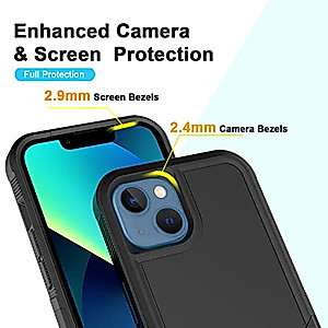 LEXNEC Designed for iPhone 14 & Apple iPhone 13 Cases,Heavy-Duty Tough Rugged Lightweight Slim Shockproof Protective Men Women Phone Case Cover for iPhone 13 (6.1",2021)[Black]