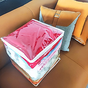 12 Pcs Large Clear Zippered Storage Bags - 12 x 12 x 12 Inches Blankets Storage Bags Plastic Storage Bags for Sweater Bed Sheet Organizer with Zipper for Closet Linen Sweater Bed Sheet Pillow