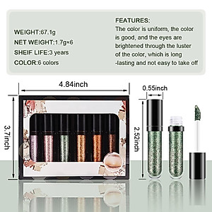 6Pcs Waterproof Glitter Eyeliner Liquid Glitter Eyeshadow Sticks Kit.Longwearing sombras de ojos Profesional Makeup Glitter for Eyes .6 Colorful Liquid Glitter Eye Liner Eye Shadow Set B