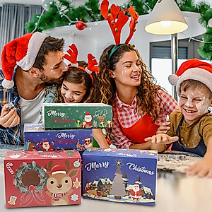 SAITI 24 PCS Christmas Cookie Boxes Bakery Christmas Treat Boxes Christmas Cookie Tins with Lids Christmas Cookie Gift Baking Box for Gift Giving Holiday Party Food Packaging Containers