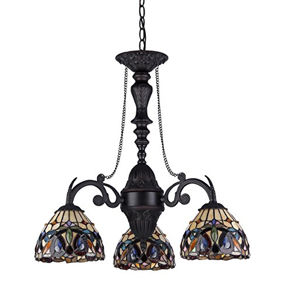 Chloe Lighting CH33353VR21-DC3 Serenity Tiffany-Style Victorian 3-Light Mini Chandelier, 25.8 x 20.5 x 20.5", Bronze