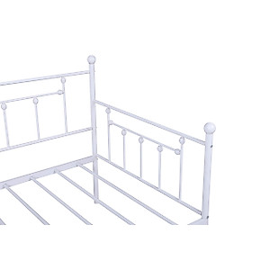 Modern Daybed with a Trundle Twin Size,Daybed Metal Frame with Pullout Trundle for Kids Teens and Adults, No Box Spring Needed,White Gray