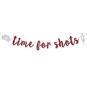Red Glitter Time for Shots Banner, Congrats Nurse/Future Nurse/I Will Stab You/Nursing School Survivor, 2025 Nurse Graduation Party Decorations