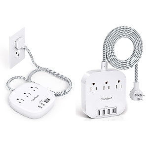 USB C Power Strip, 3 Outlet Multi Plug Outlet Extender, 5 Ft Extension Cord with Multiple Outlet with No Surge Protection