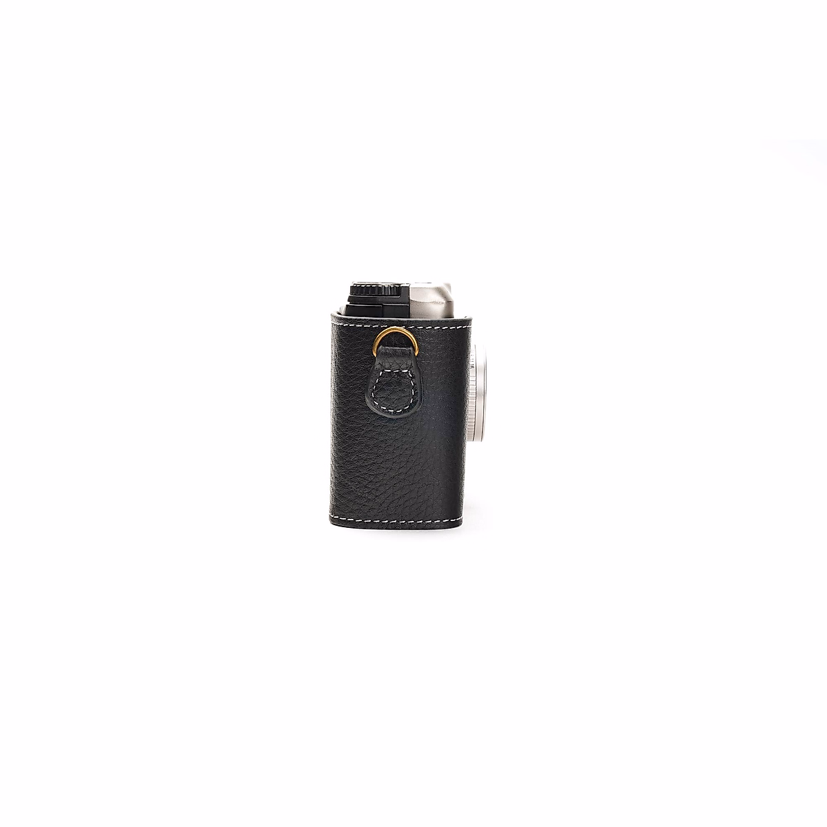 Contax T3 Case, BolinUS Handmade Genuine Real Leather Half Camera Case Bag Cover for Contax T3 Camera With Hand Strap (Black)