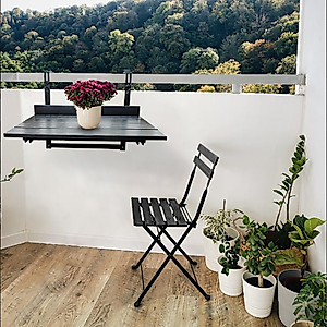 Generic Annurssy Foldable Balcony Railing Table, Rail Hanging Bar Table, Garden Baluster Patio Table(Black), Large