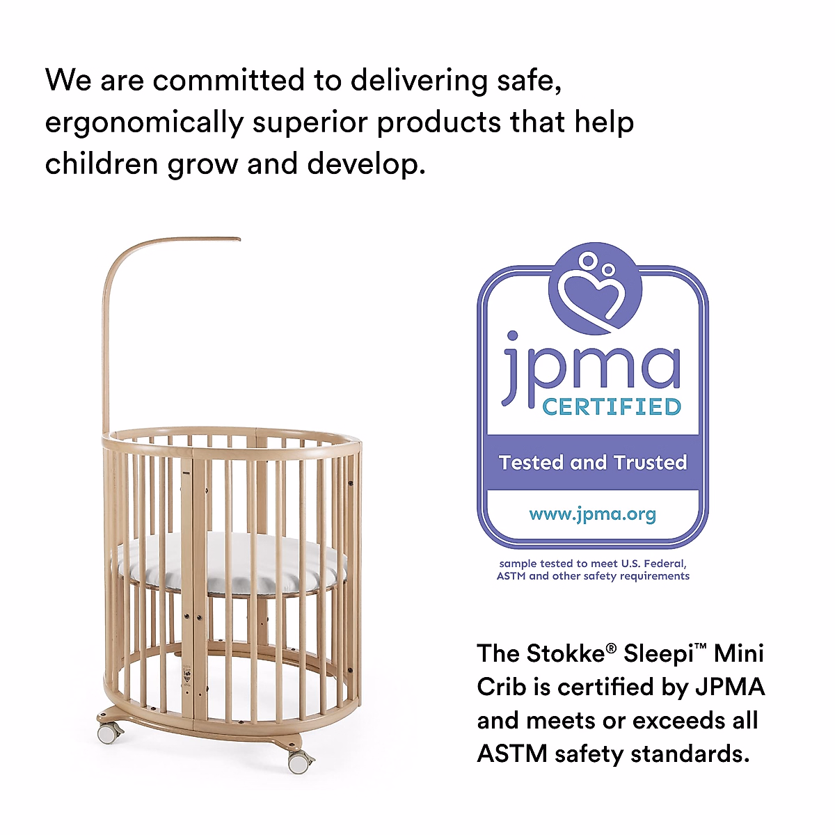 Stokke Sleepi Drape Rod, White - Made from Solid Beech Wood - Easy to Install & Clean - Compatible Sleepi Crib/Bed & Mini