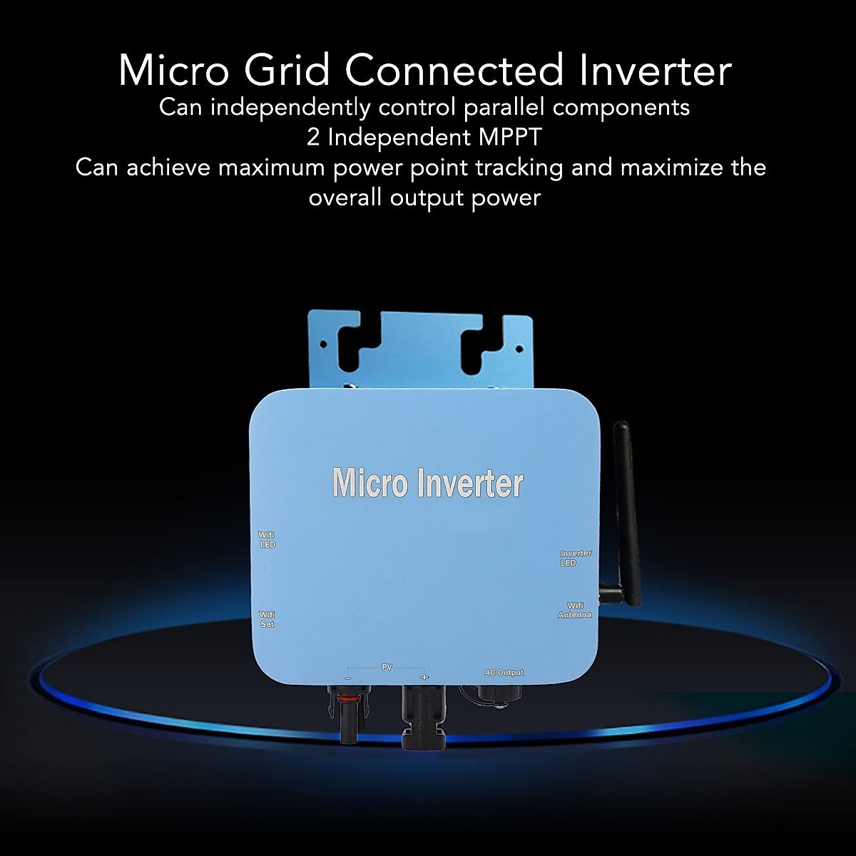 Grid Tie Inverter, DC PV Input MPPT Pure Sine Micro Inverter, WiFi or Mobile APP Monitor, Automatic Power Lock, 120V Waterproof Solar Panel Inverter with Integrated AC Output