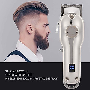 Akozon Hair Clipper Beard Trimmer for Men Professional Cordless LCD Display Intelligent Hair Cutting Kit for Facial Hair Grooming Trimmer with Guide Comb Adapter Cleaning Brush