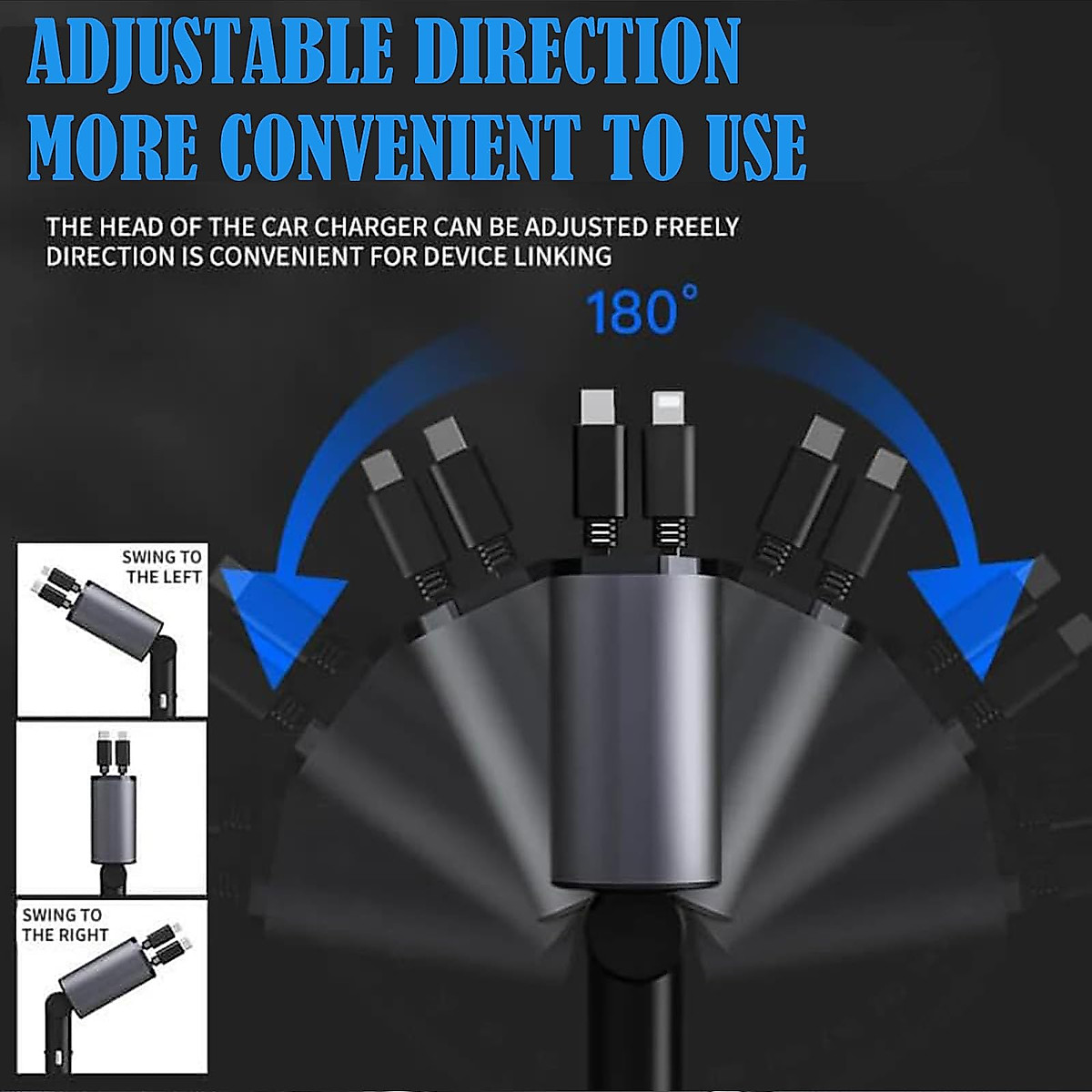 Retractable Car Charger,Retractable Car Dual USB Charger,Retractable Car Charger Fast,Dual USB Car Charger,Universal Fast Car Charger Adapter for All USB - C Phones,USB C Car Charger (1PC)