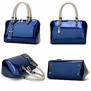 Black Shoulder Bags for Women Crossbody Shiny Patent Leather Handbags Dome Satchel Handbags Ladies Hobo Tote Bags